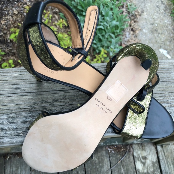 Marc By Marc Jacobs | Shoes | Marc Jacobs Gold Glitter Ankle Strap ...